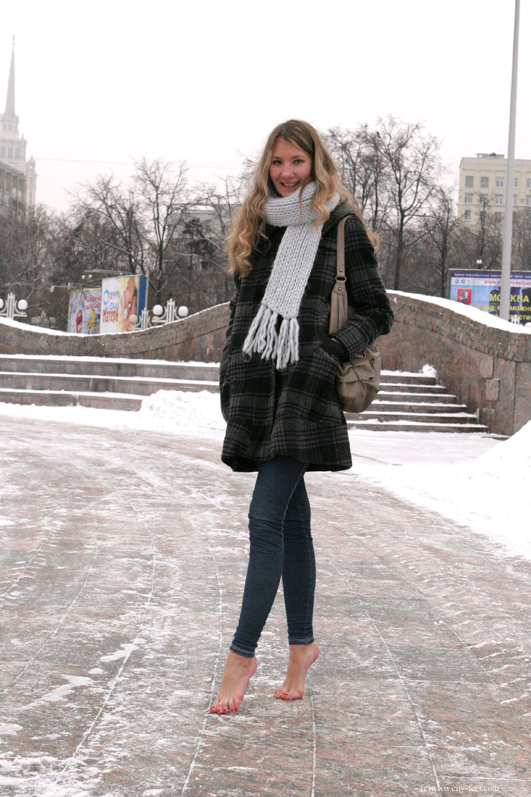Barefoot Girl On The Snow The Mousepad