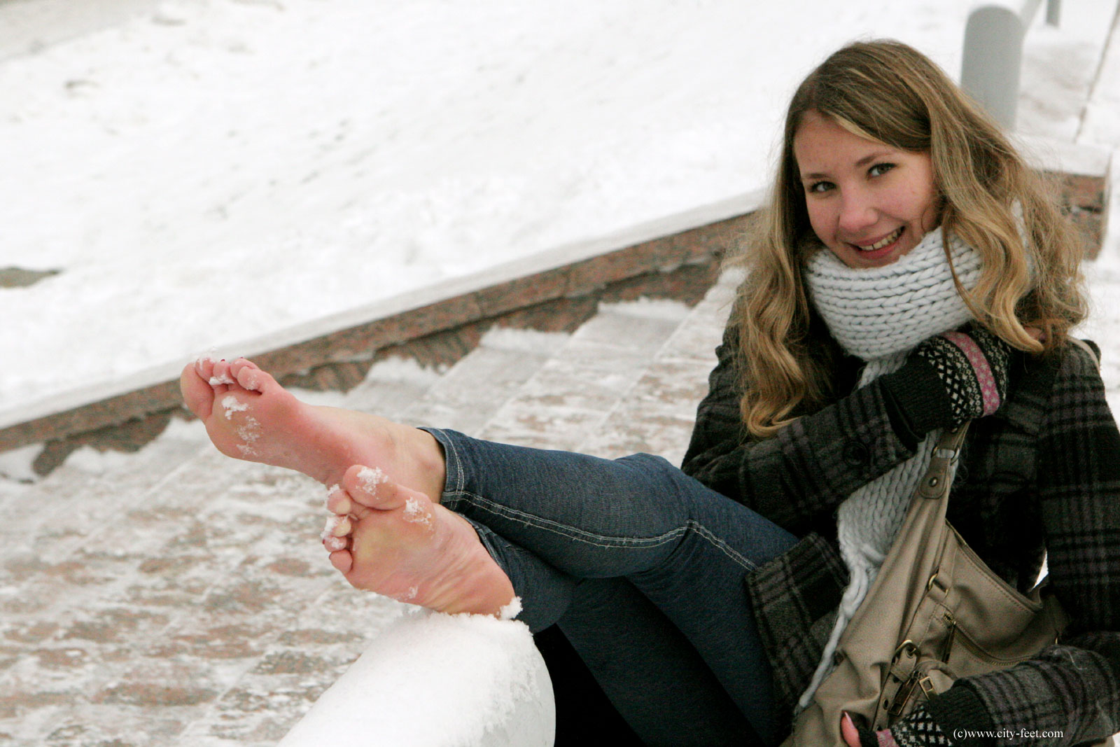Barefoot Girl On The Snow The Mousepad